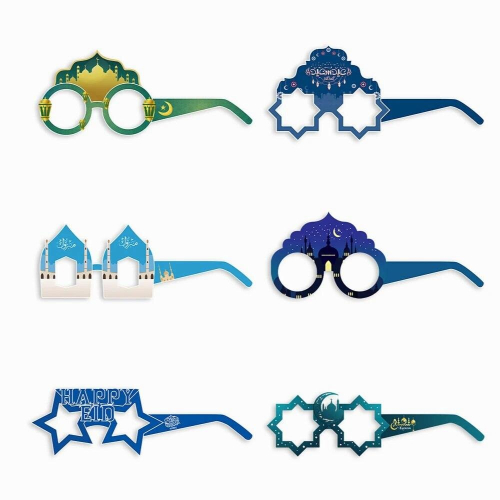 6pc Ramadan Decorations Glasses Paper 3D Glasses Eid Mubarak Paper ...