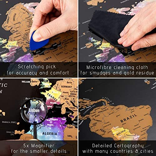 Scratch Off World Map + BONUS Map of Europe | Detailed World Map Poster ...