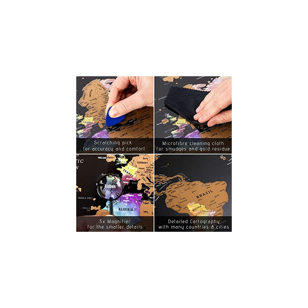 Scratch Off World Map + BONUS Map of Europe | Detailed World Map Poster ...