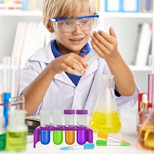 EQLEF Test Tubes for Children, Large Plastic with Stand and Dropper ...