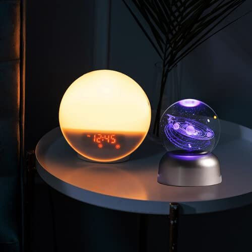 3D Solar System Model 80mm Crystal Ball With Round LED Light Base ...