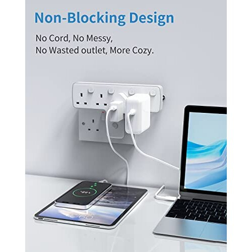 Multi Plug Adaptor, Plug Extension with Independent Switches, 4 Way ...