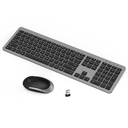 Wireless Keyboard and Mouse Set, Seenda Rechargeable Full Size Thin ...