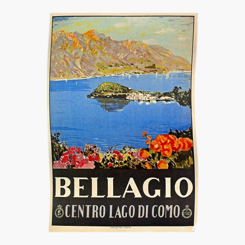 Posters Italy Bellagio Lake Como vintage Italian travel advert 16x20 ...