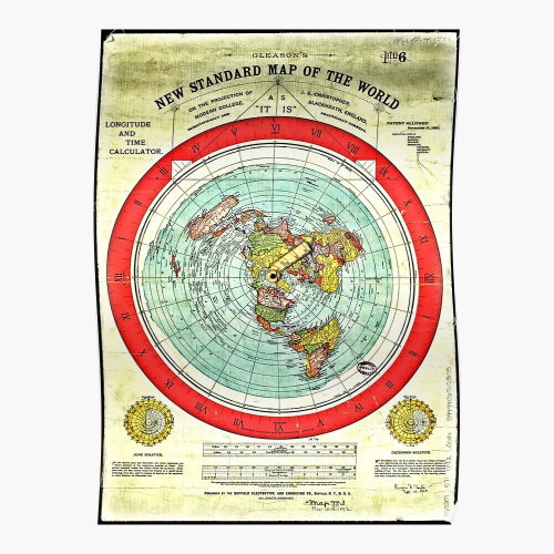 Posters Gleason 1892 Flat Earth Map Research Flat Earth 16x20 inch or ...