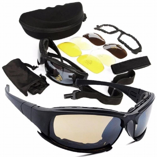 Military Goggles Bullet-proof Army Polarized Sunglasses 4 Lens Shooting ...