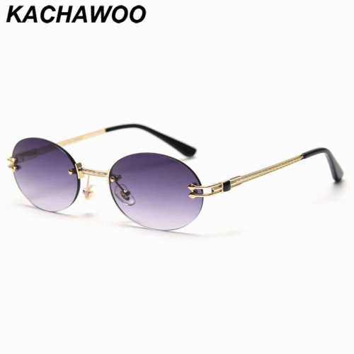 Kachawoo Retro Sunglasses Oval Men Small Frame Round Sun Glasses Women