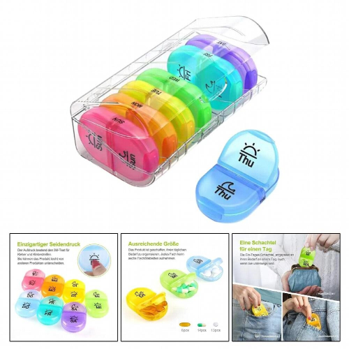 14 Grids Tablet Organizer Twice A Weekly Portable Tablet Dispenser ...