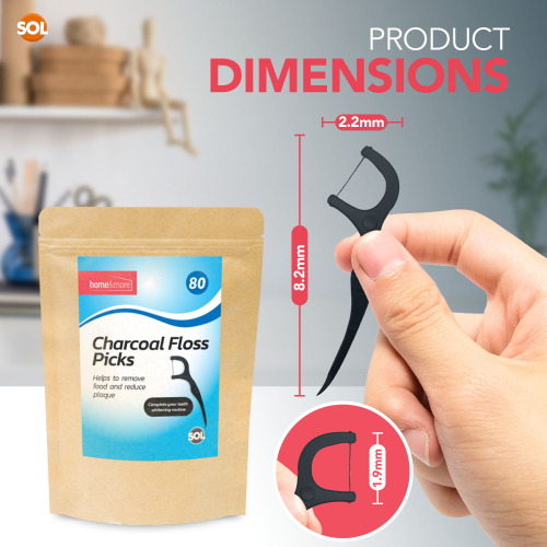 80 Charcoal Dental Floss Sticks Interdental Tooth Harp Teeth Oral Care ...