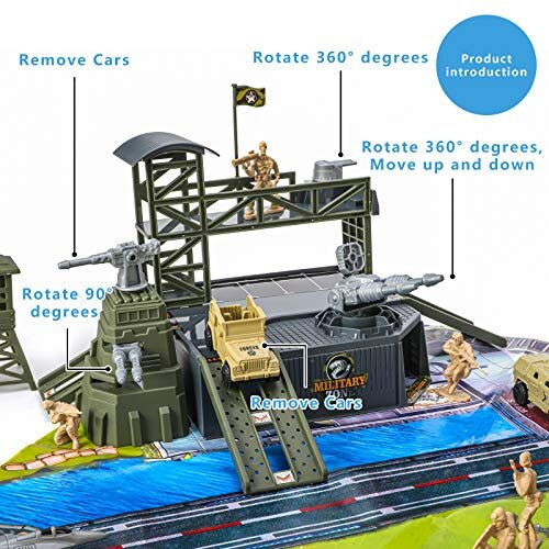 47 Pieces Military Base Set, Army Men Playset with Vehicles Accessories ...