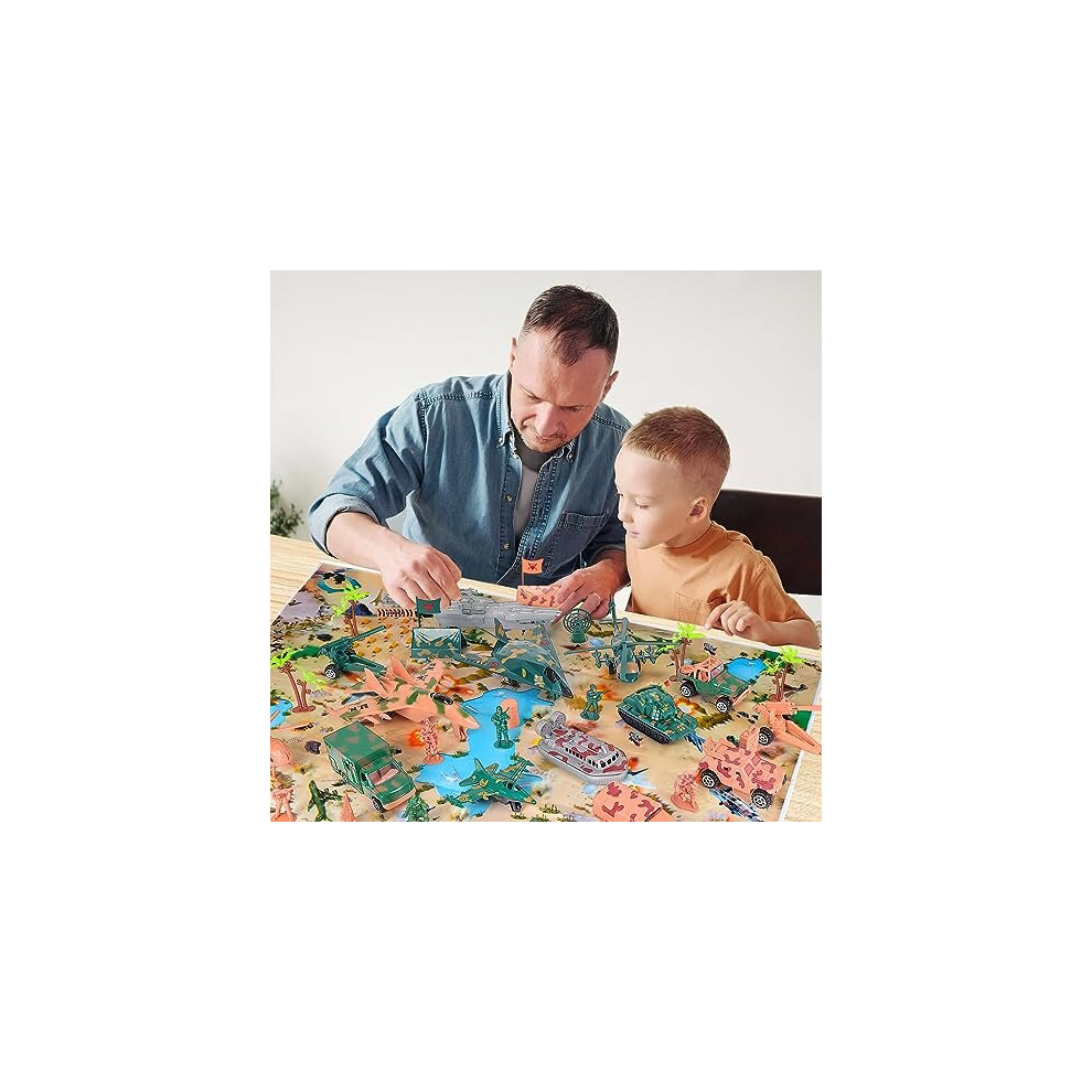 deAO 56 Pieces Army Play Set with Play Map, Toy Soldiers, Army Toys for ...
