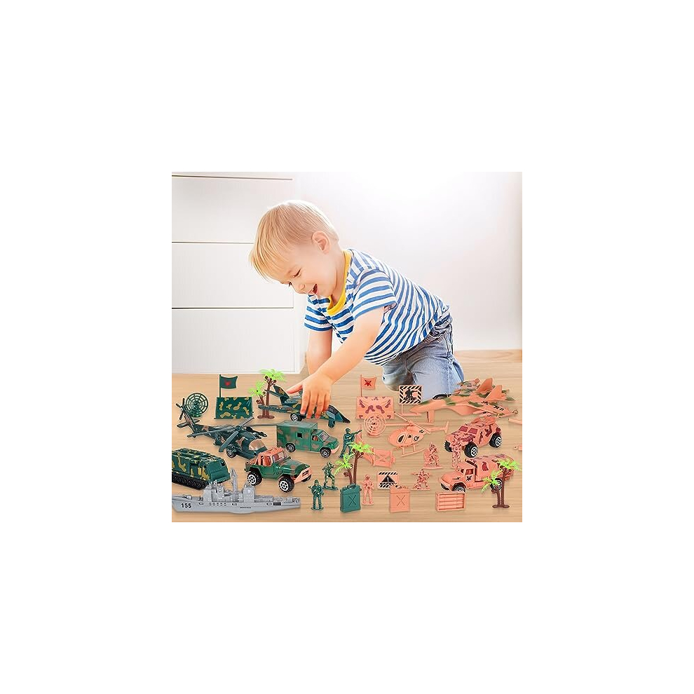 deAO 56 Pieces Army Play Set with Play Map, Toy Soldiers, Army Toys for ...