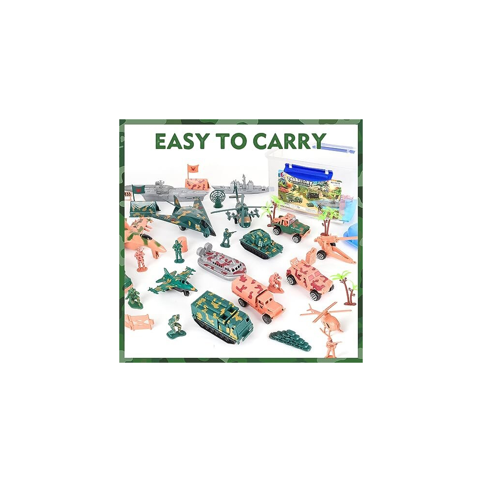 deAO 56 Pieces Army Play Set with Play Map, Toy Soldiers, Army Toys for ...