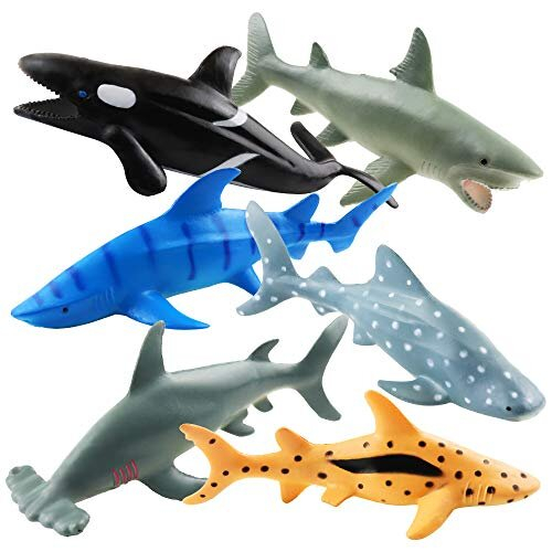 HEMTO Toy Shark Set (6 pack) - Shark Bath Toy Playset For Kids ...