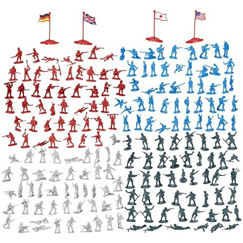 Military Toy Soldiers Action Figures Set with Flags, World War II ...