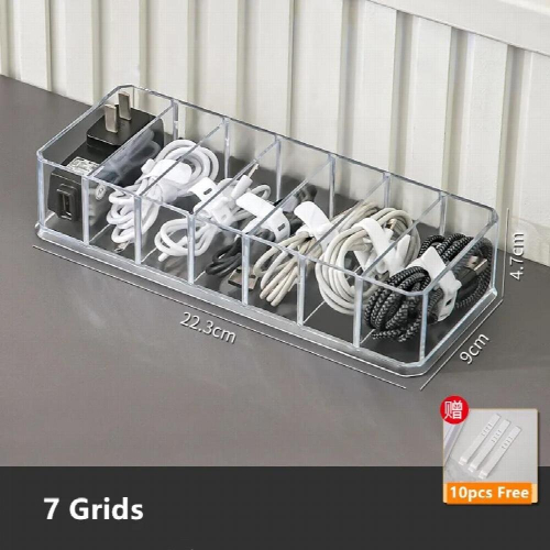 Data Cable Storage Box Power Strip Wire Case Plastic Home Desktop ...