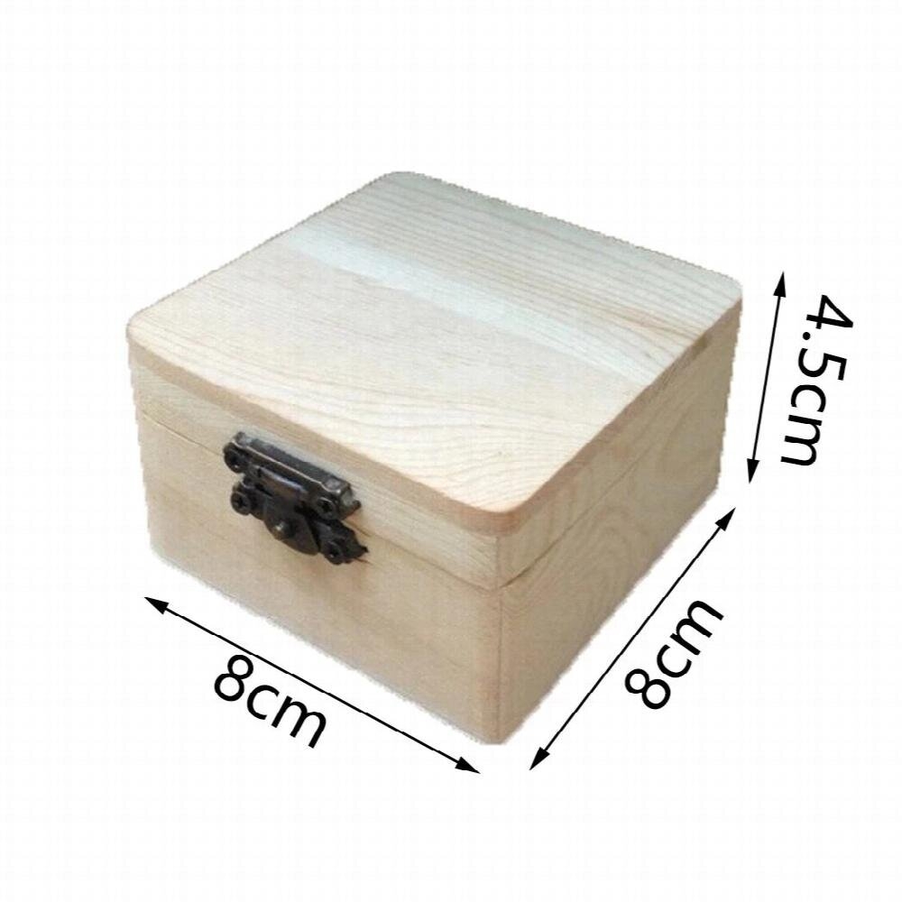 Natural Wooden Small Boxes Plain Wood Storage Box With Lid Square ...