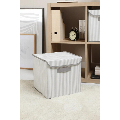 Gray Line Pattern Lid Box 30x30x30 Square High Organizer Storage ...