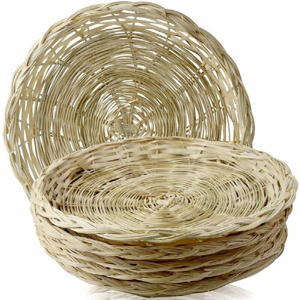 Bamboo Paper Plate Holder - 10 Inch Round Woven Plate Holder, Reusable ...