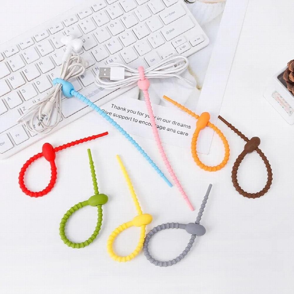 10pcs/pack Tie Wire Silicone Strap Storage Soft Tape Data Cable Trapped ...