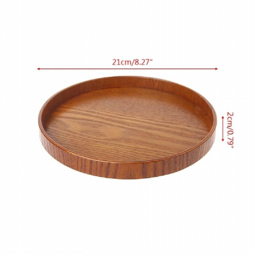 Natural Wooden Round Plate Tea Fruit Food Bakery Serving Tray Dishes ...
