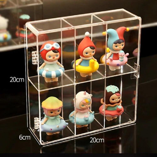 6 Grids Dustproof Collectible Figure Toy Display Case Clear Acrylic ...