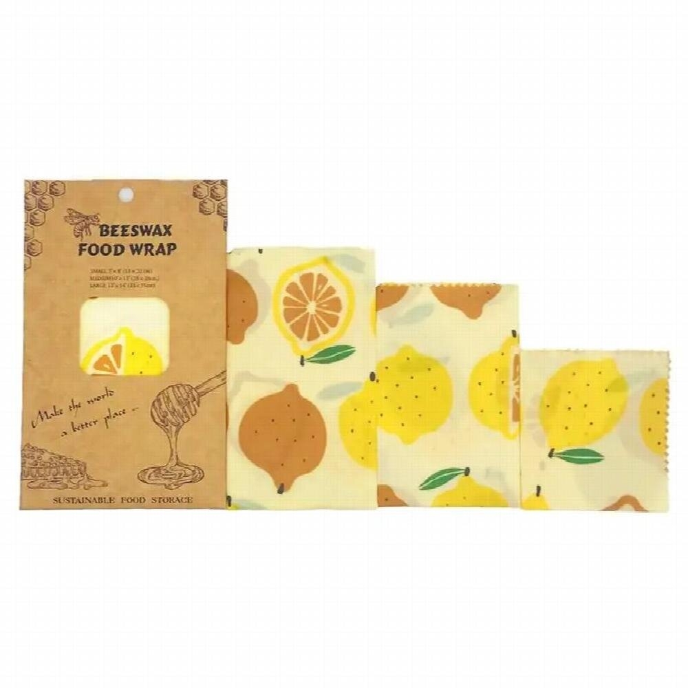 Beeswax Wrap Reusable Food Wraps Set 3Pcs Watercolor Fruit Pattern Food ...