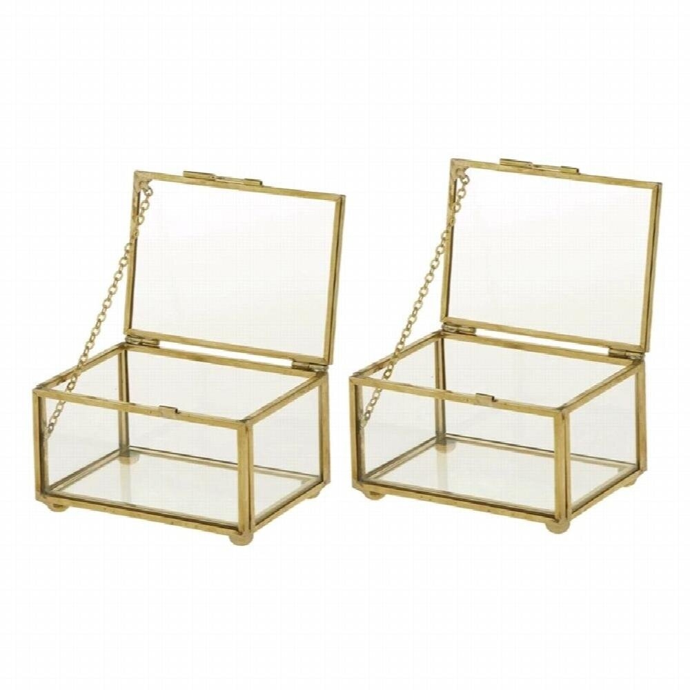 2X Geometric Glass Style Jewelry Box Table Container For Displaying ...