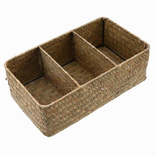 Storage Baskets Woven Straw Storage Box Seagrass Rattan Picnic Basket ...