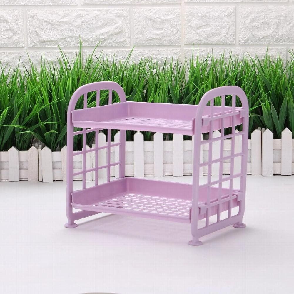 Double Layer Hollow Shelf Rack Space Saving Folding Desktop Home ...