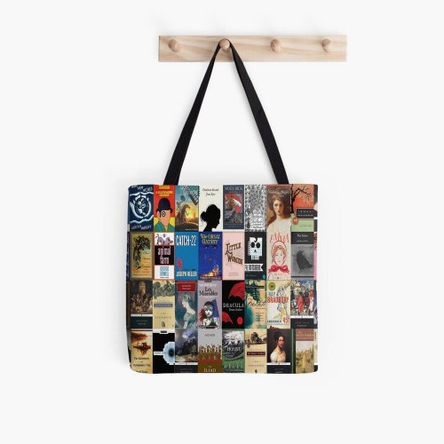 Tote Bags Classic Literature Book Covers Grocery for School Library Gym ...