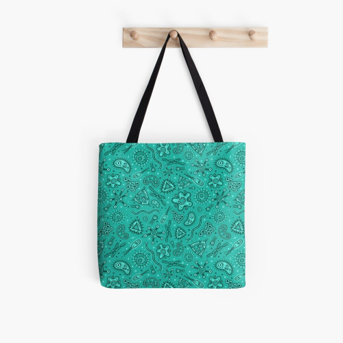 Tote Bags Cartoon Microbes - Green Grocery for School Library Gym on OnBuy