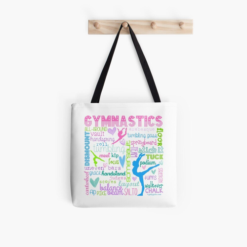 Tote Bags Gymnastics Typography in Pastels Grocery for School Library ...