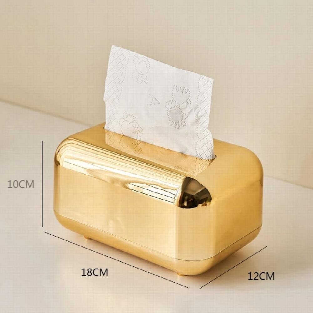 Golden Tissue Boxes Storage Napkin Holder Kitchen Tissue Box Tissue ...