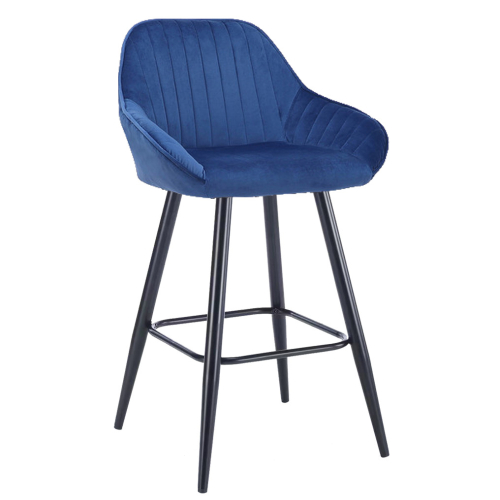 Velluto Velvet Blue Kitchen Bar Stool on OnBuy