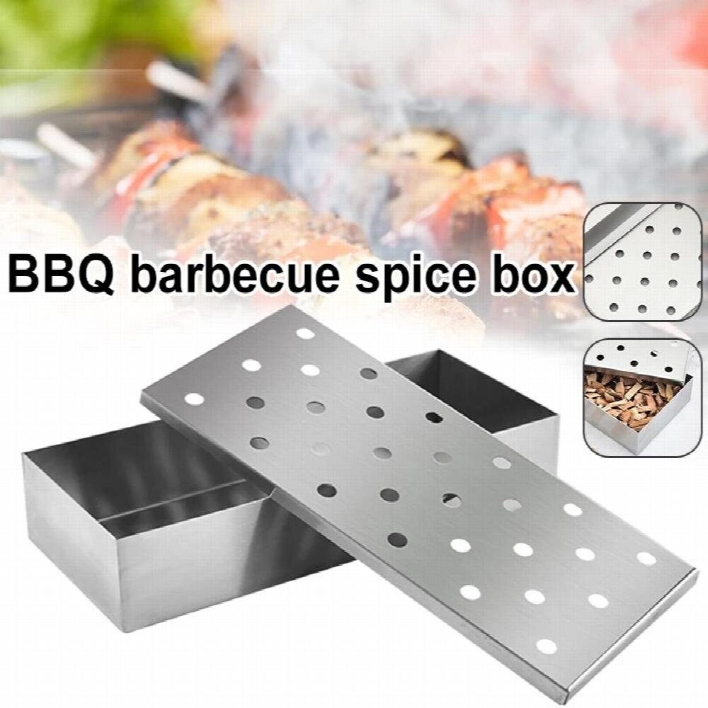 Spice box Stainless Steel BBQ Smoker Cold Smoke Box Barbecue for Meats ...