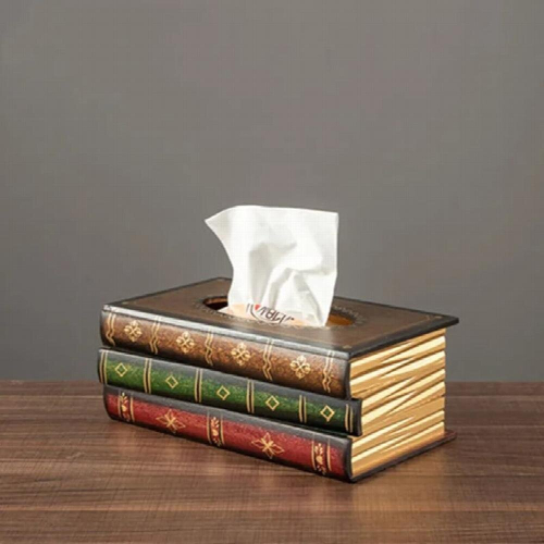 DyuIhr retro creative wooden tissue box book shape home living room ...