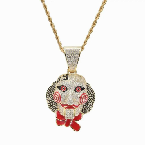 (Gold-color, 70cm) Hip Hop Iced Out Bling 6ix9ine Chain Clown 69 ...