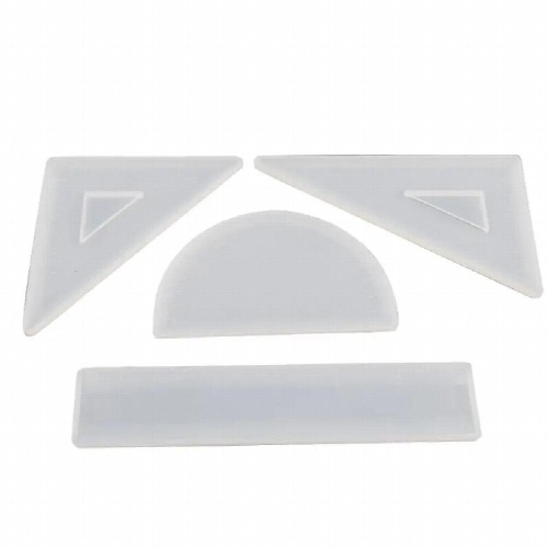 4 Shapes Silicone Resin Ruler Molds Kit Straignt Ruler Square Rulers ...