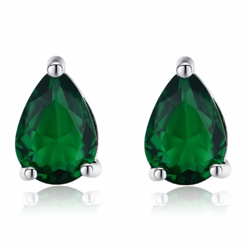 DY 925 Sterling Silver Necklace Pear Shape Gemstone Emerald Glass CZ ...