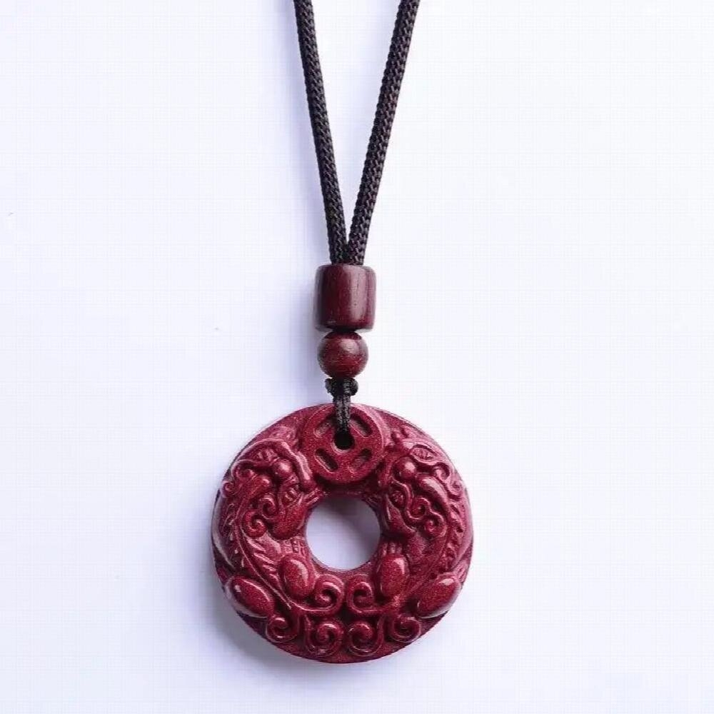 Natural Cinnabar Double pixiu pingan Buckle Pendant Carved Amulet Men ...