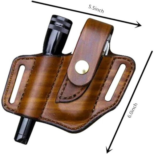Edc Leather Sheath, Knife Belt Sheath, Leather Flashlight Holster For ...