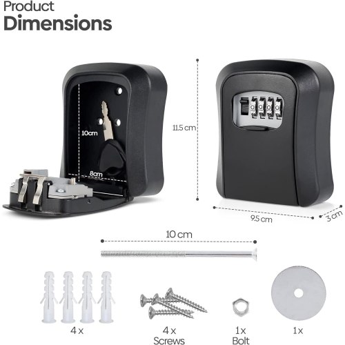 Key Box Lock, Extra Large Combination Key Box, Outdoor Key Safe Wall ...