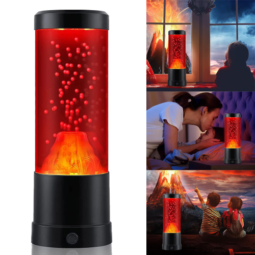 Lava Lamp Night Light Simulated Volcano Eruption Table Lamp Bedside on ...
