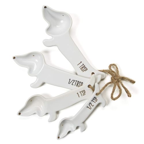 White ceramic Dog Themed Kitchen Utensils: Measuring cups and Spoons ...