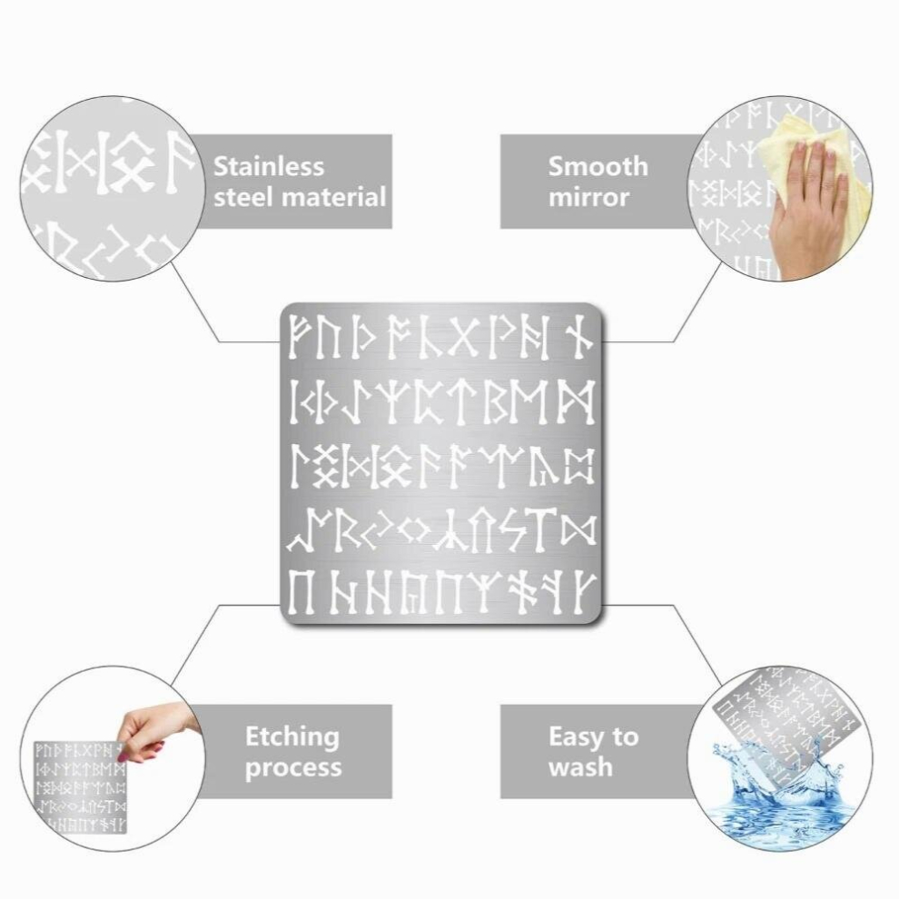 Metal Runes Stencil Ancient Alphabet Elder Futhark Plantillas Template ...
