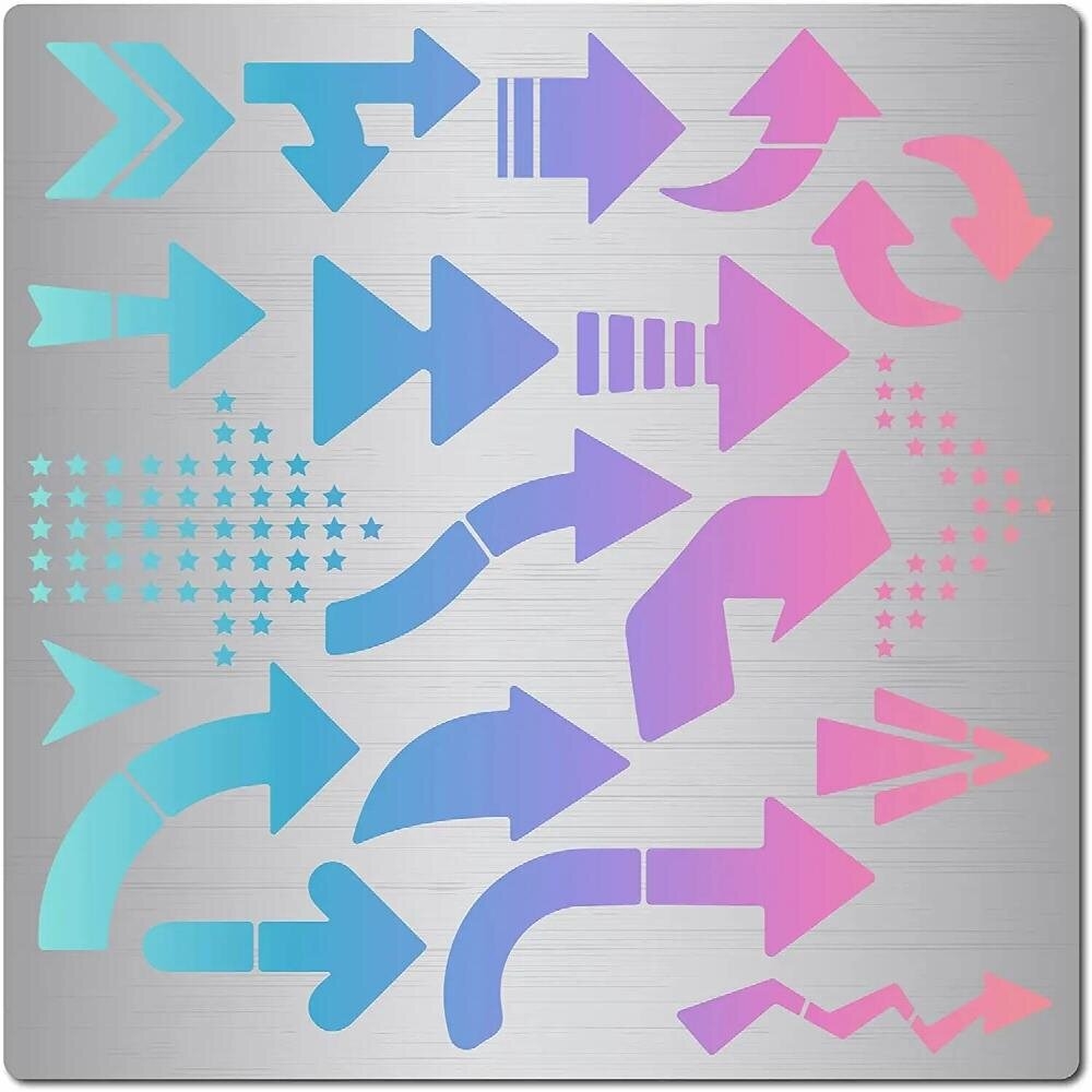 Arrow Pattern Metal Stencil Curved Arrows Wood Burning Stencil Reusable ...