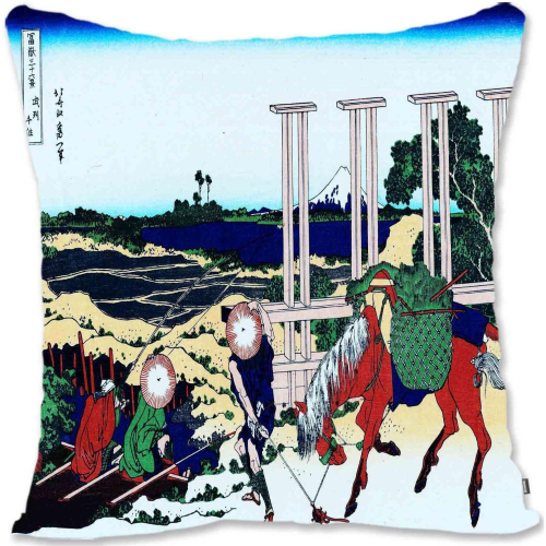 Decorative Throw Pillow Case Cover Japanese Ukiyoe Landscape Art Hiroshige II Lake Kawaguchi ...