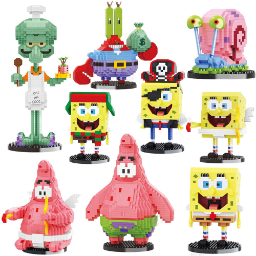 New SpongeBob SquarePants Cartoon Building Blocks Anime Figure Patrick ...