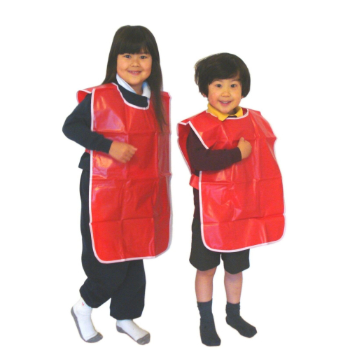 Childrens Red PVC Painting Tabard Waterproof Apron Wipe Clean Art Craft ...